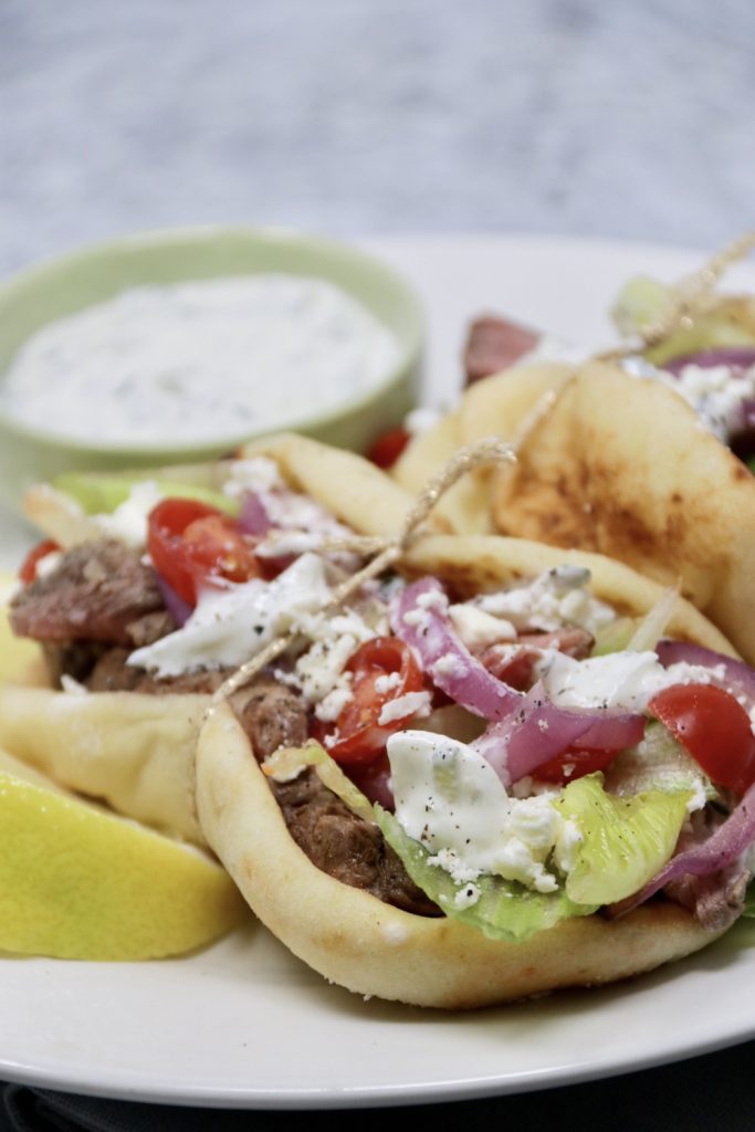 Steak Gyro with homemade tzatziki sauce