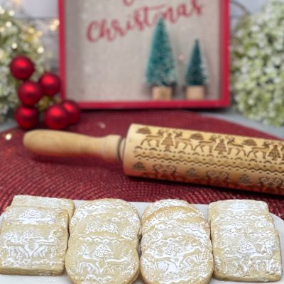 Embossed Holiday Shortbread Cookies - Gather Lemons